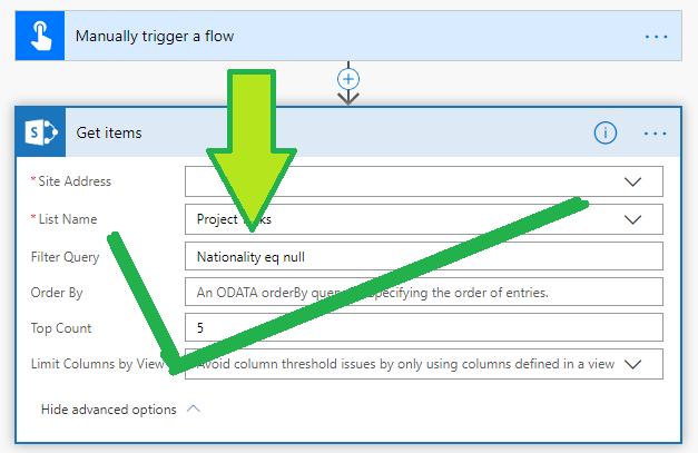 How To Check Null Value In Odata Filter Of Get Items Action In Flow